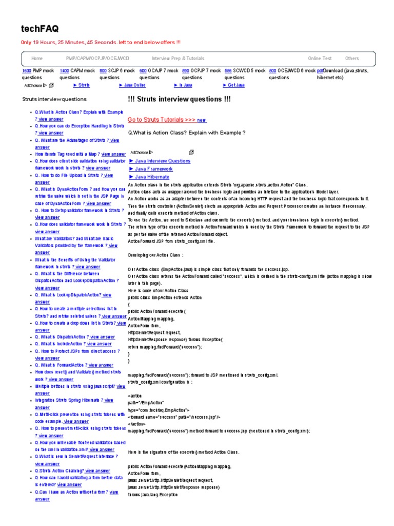 Struts Interview Questions by Satya Das - Q | PDF | Java Server Pages | Java (Programming Language)