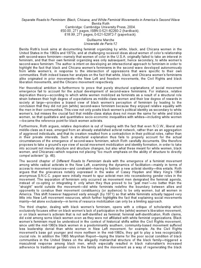 Separate Roads To Feminism | PDF | Women's Rights | Discrimination ...