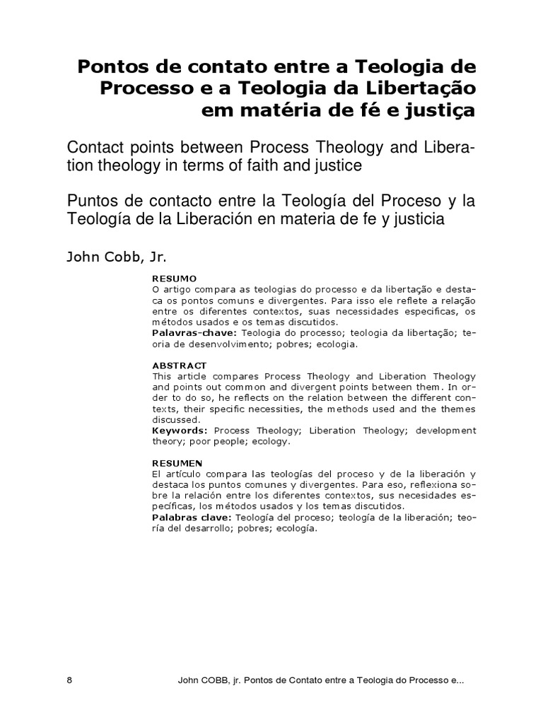 John Cobb JR A Teologia Do Processo e A Da Libertação | PDF | Divindade ...