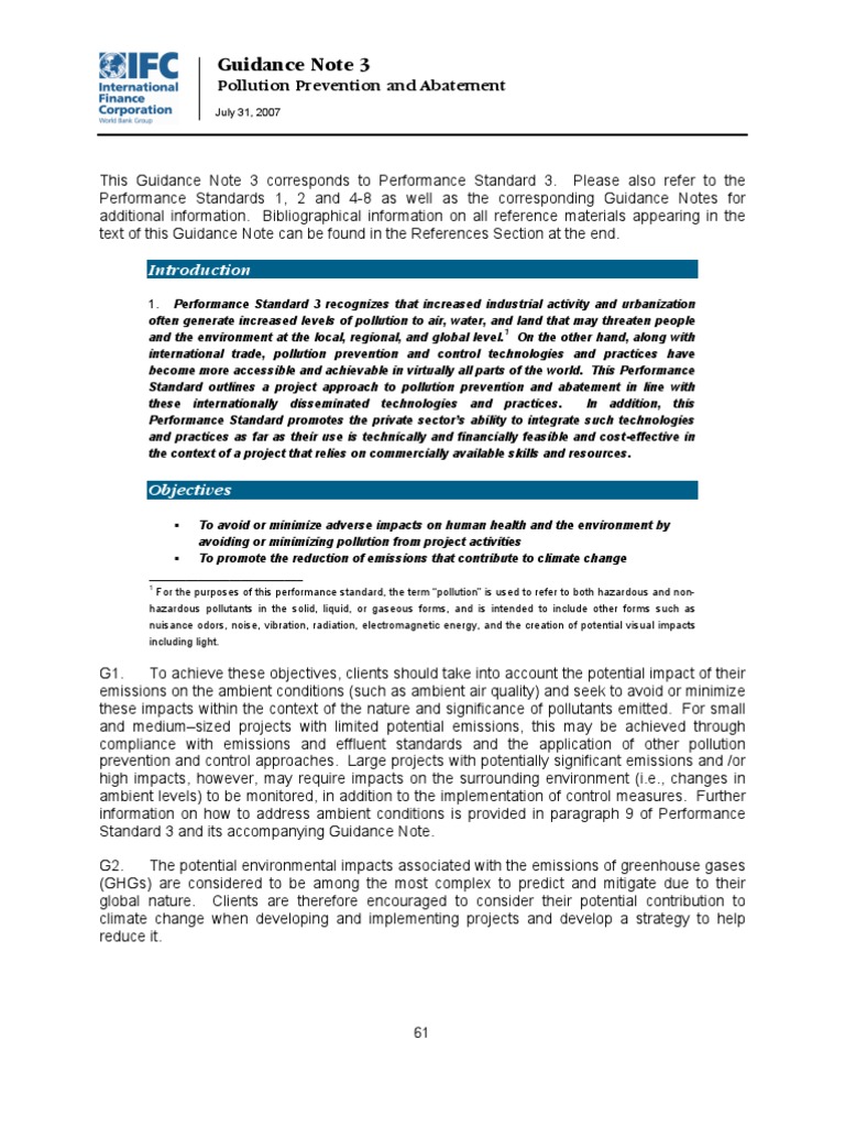 IFC's Guidance Note 3: Pollution Prevention and Abatement | Download ...