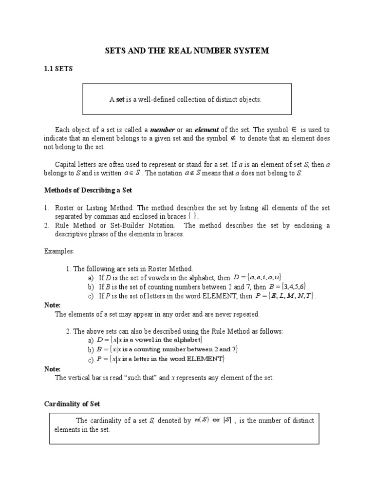 Sets & Real Numbers (College Algebra) | PDF | Set (Mathematics ...