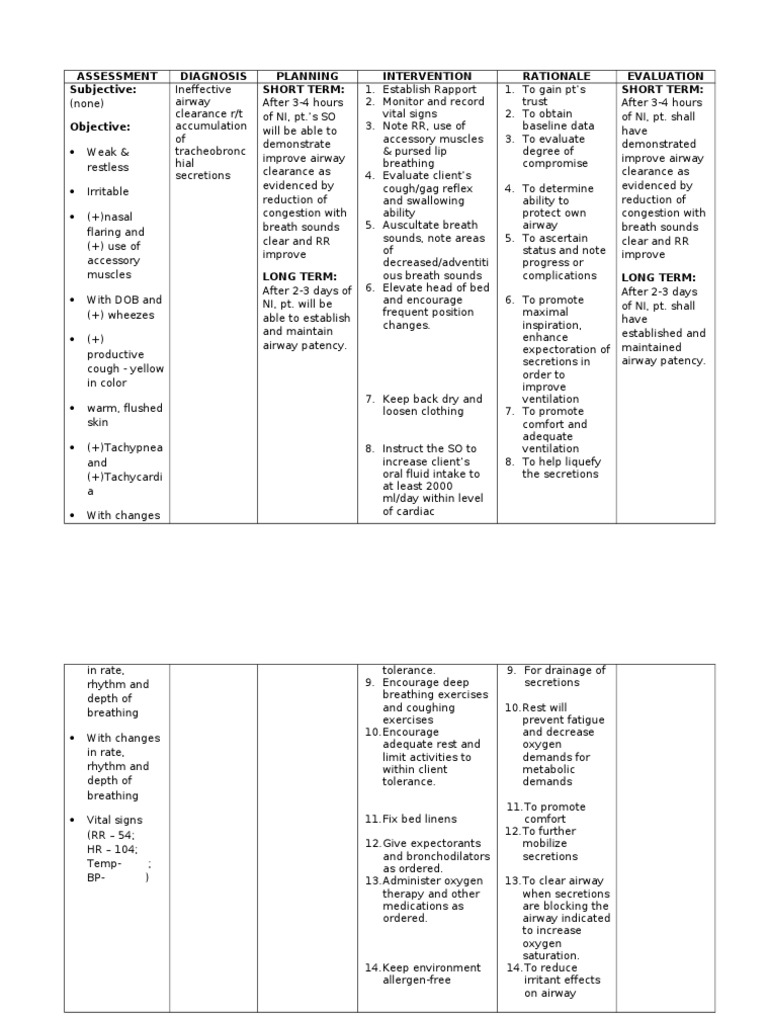 NCP Ineffective Airway Clearance | PDF | Clinical Medicine | Medical ...