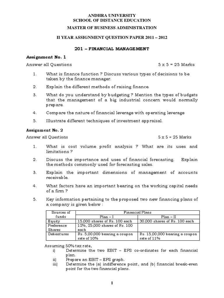 2nd Year Assignment Question Papers 2011 2012 | PDF | Linear ...