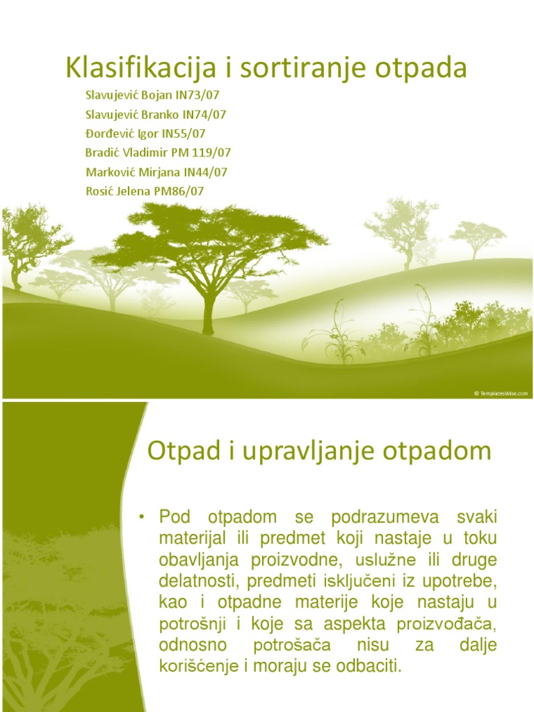 Klasifikacija I Sortiranje Otpada | PDF