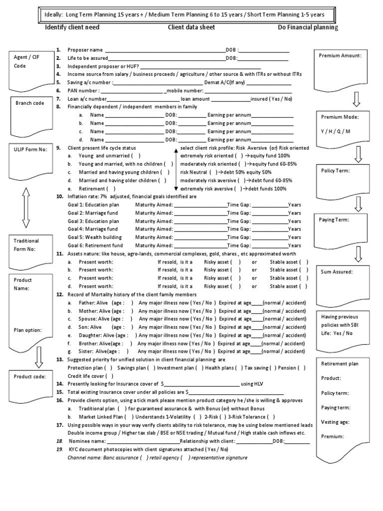Client Data Collection Sheet | PDF