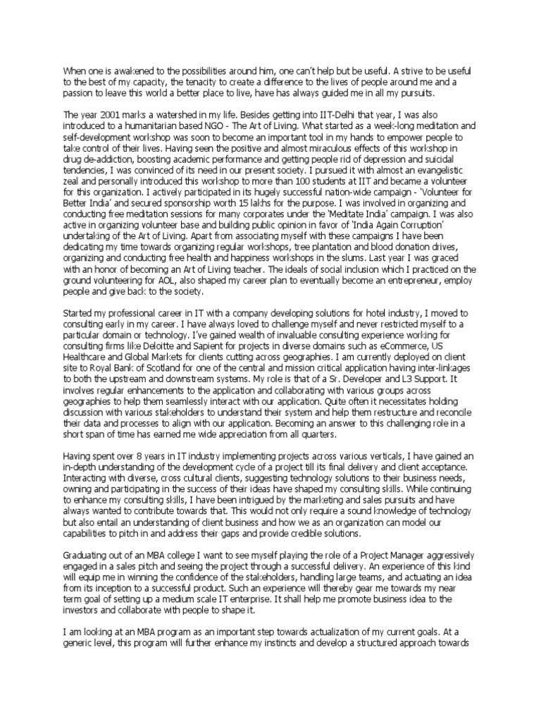 SOP_IIMB Abhishek | Consultant | Master Of Business Administration