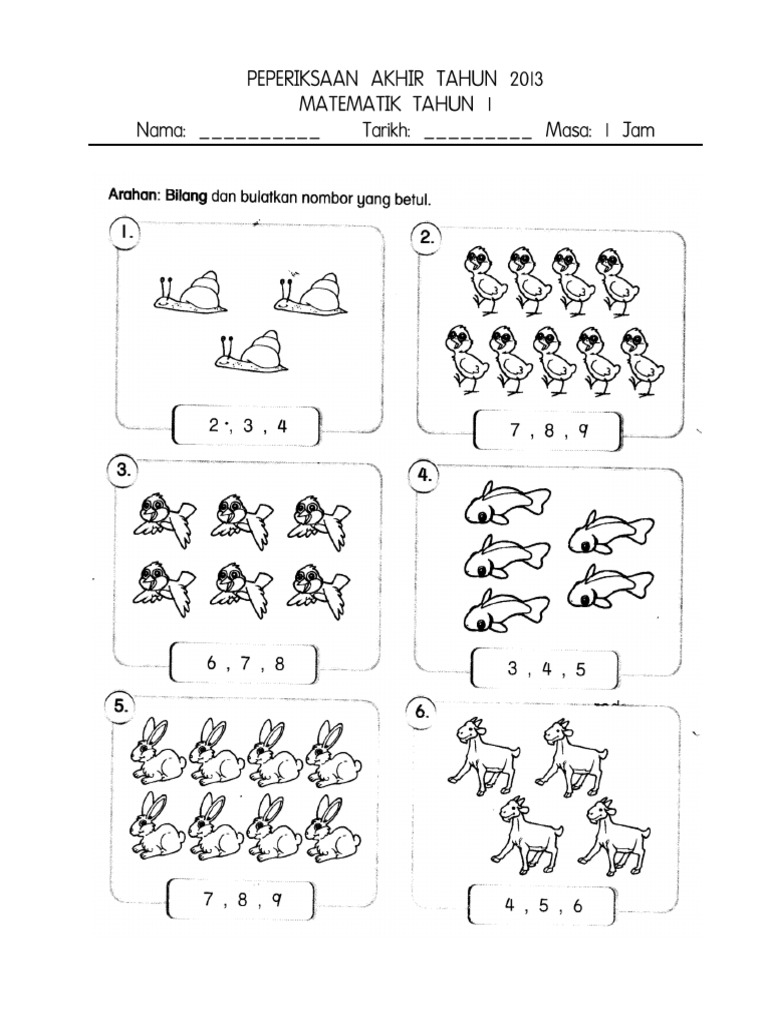 Matematik Tahun 1 | PDF