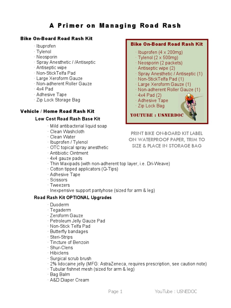 Road Rash Kit | PDF | Wound | Medicine
