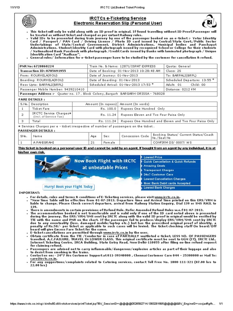 IRCTC Ticket Booking Flowchart | PDF | Identity Document | Ticket ...