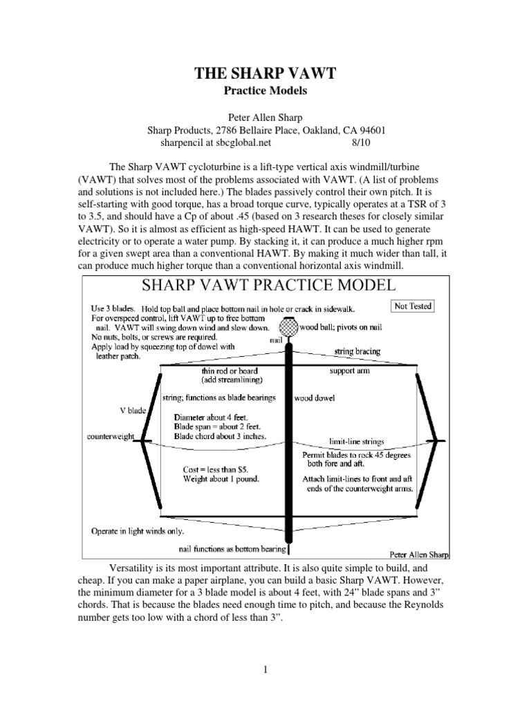 Sharp Cycloturbine | PDF | Wind Turbine | Pendulum