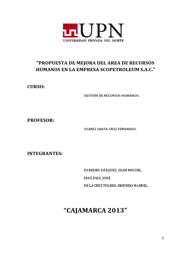 Trabajo Final Recursos Humanos Scopetroleum | PDF | Recursos humanos ...