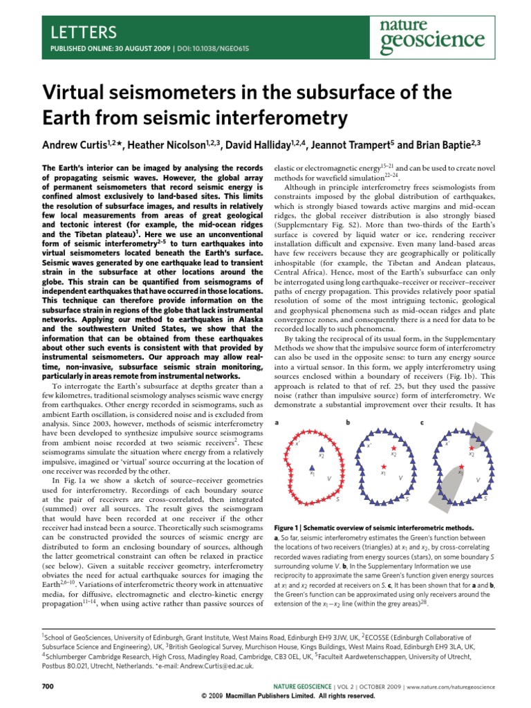Seismic Interferometry | PDF | Earthquakes | Seismology