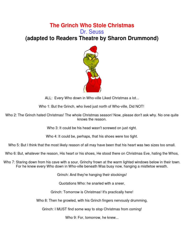 The Grinch Who Stole Christmas - Script | PDF | Christmas