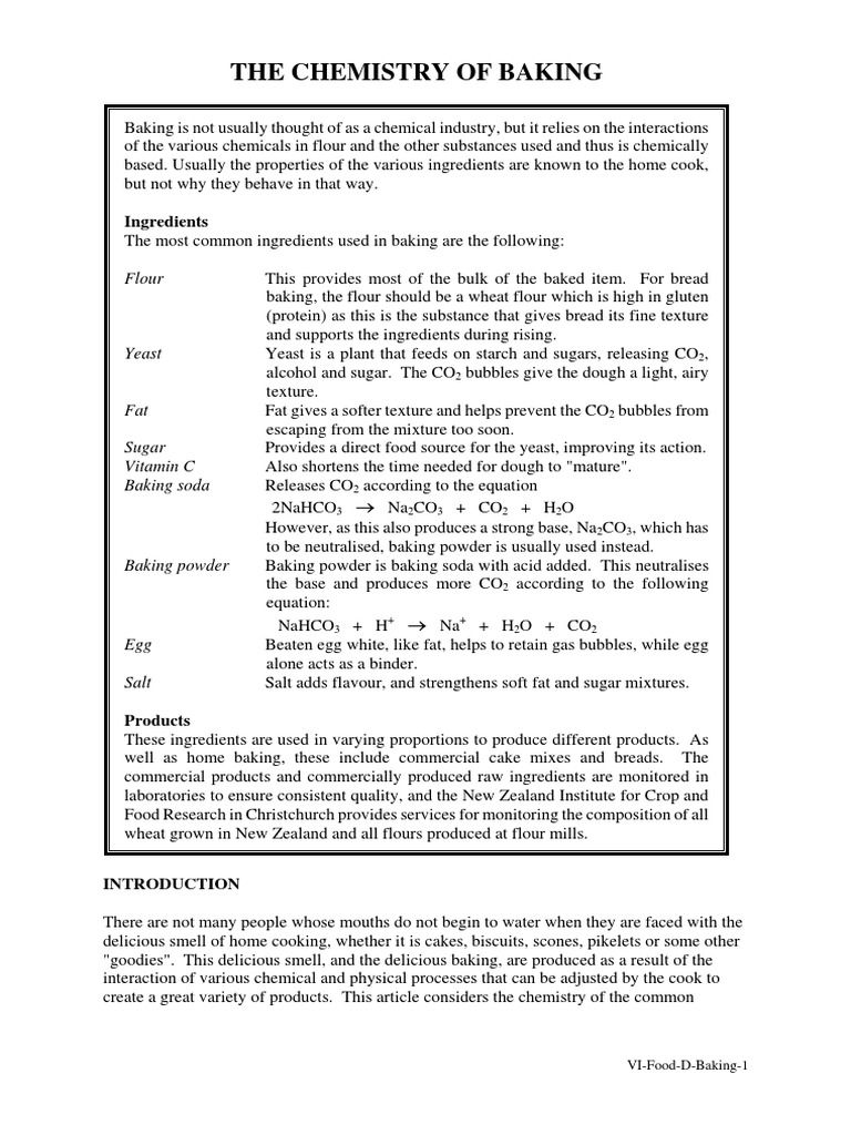 The Chemistry of Baking | PDF