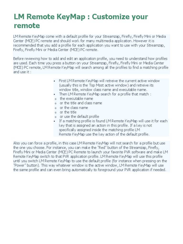 LM Remote KeyMap | PDF | Computer Keyboard | Button (Computing)