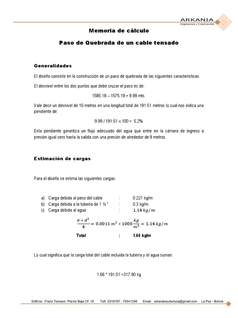 Memoria de Cálculo Paso de Quebrada | Descargar gratis PDF | Ingeniería | Science