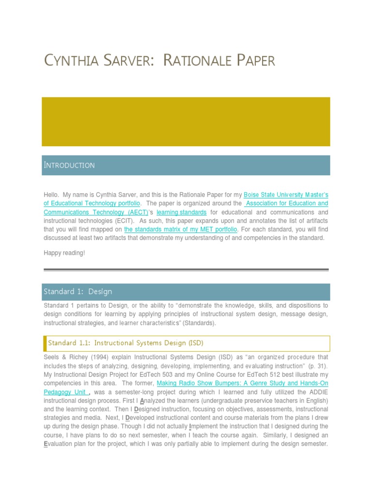 Rationale Paper Final Submission1 | PDF | Career & Growth | Art