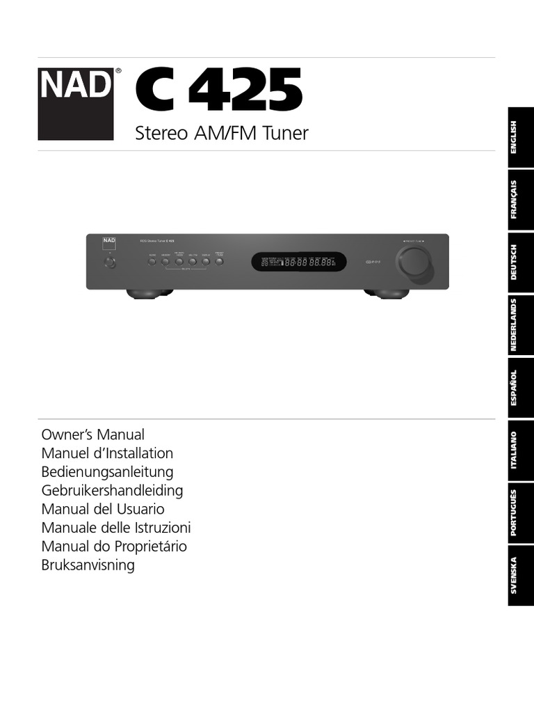 NAd C425-UM Tuner - Multi-Language Manual | PDF | Ac Power Plugs And ...