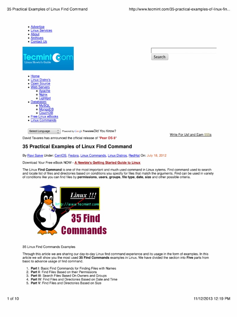 35 Practical Examples of Linux Find Command | PDF | Linux | Directory ...
