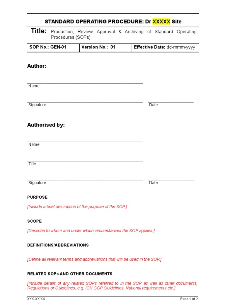 Appendix 1-SOP Template | PDF