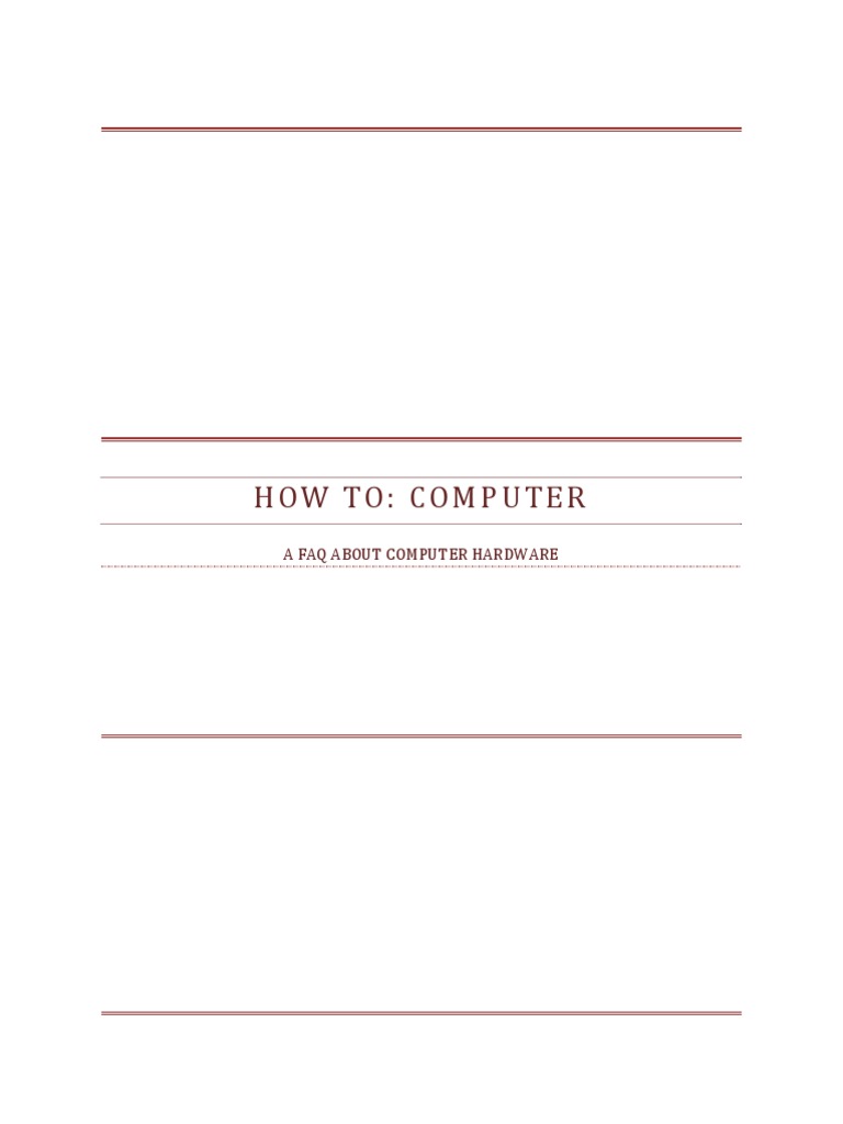How To Computer | PDF | Cpu Cache | Central Processing Unit