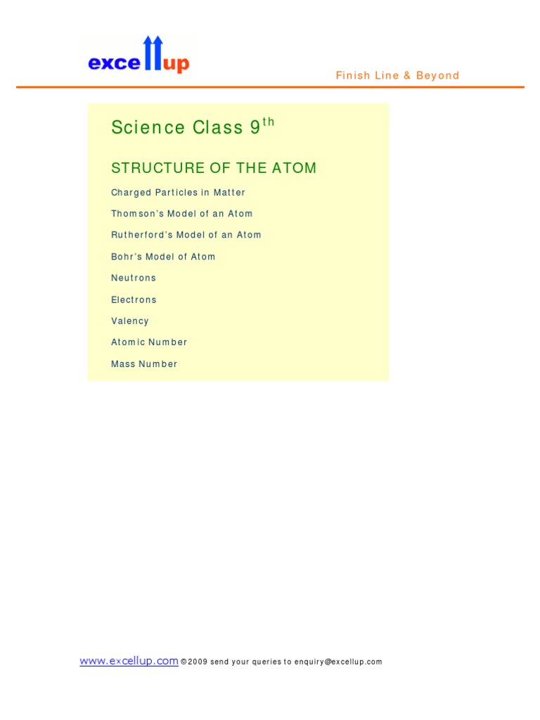 9 Science Structure of Atom | PDF | Atoms | Valence (Chemistry)
