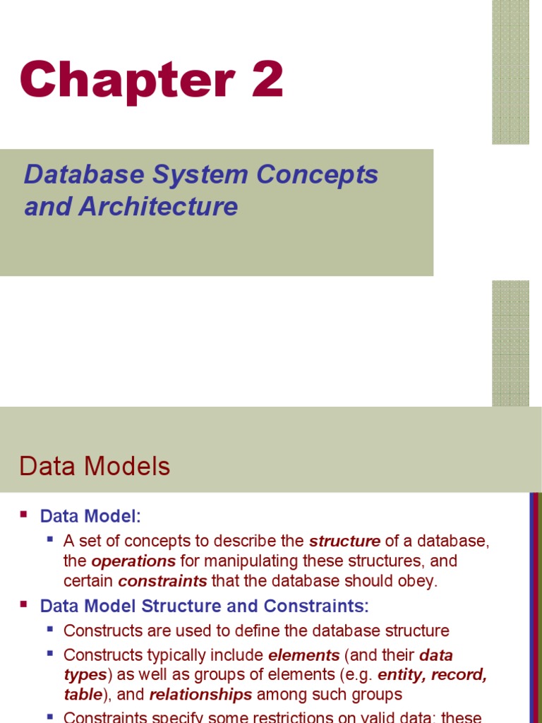 Database System Concepts And Architecture Pdf Data Model Databases 2451