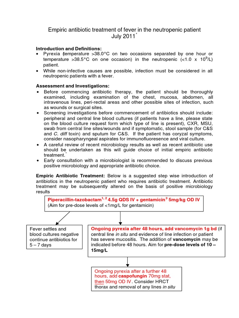 Neutropenic Sepsis Protocol | PDF | Antibiotics | Infection