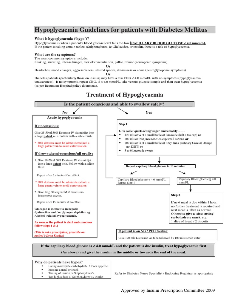 Hypoglycaemia Guidelines | Download Free PDF | Hypoglycemia | Blood Sugar