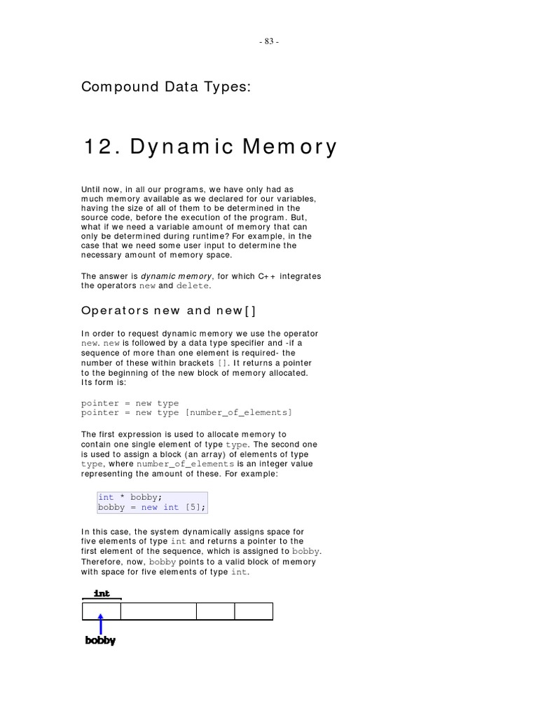 Dynamic Memory: Compound Data Types | PDF | Pointer (Computer ...
