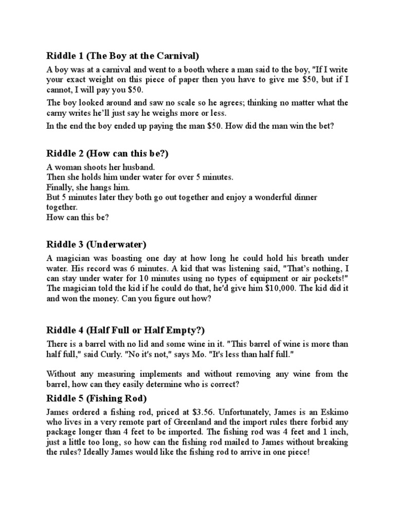 Riddles For Kids | PDF | Nature