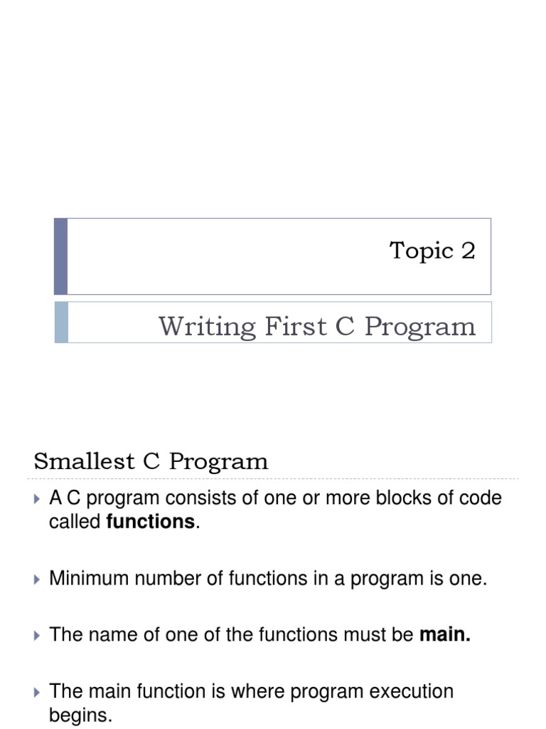 02 Writing First C Program Pdf C Programming Language Subroutine