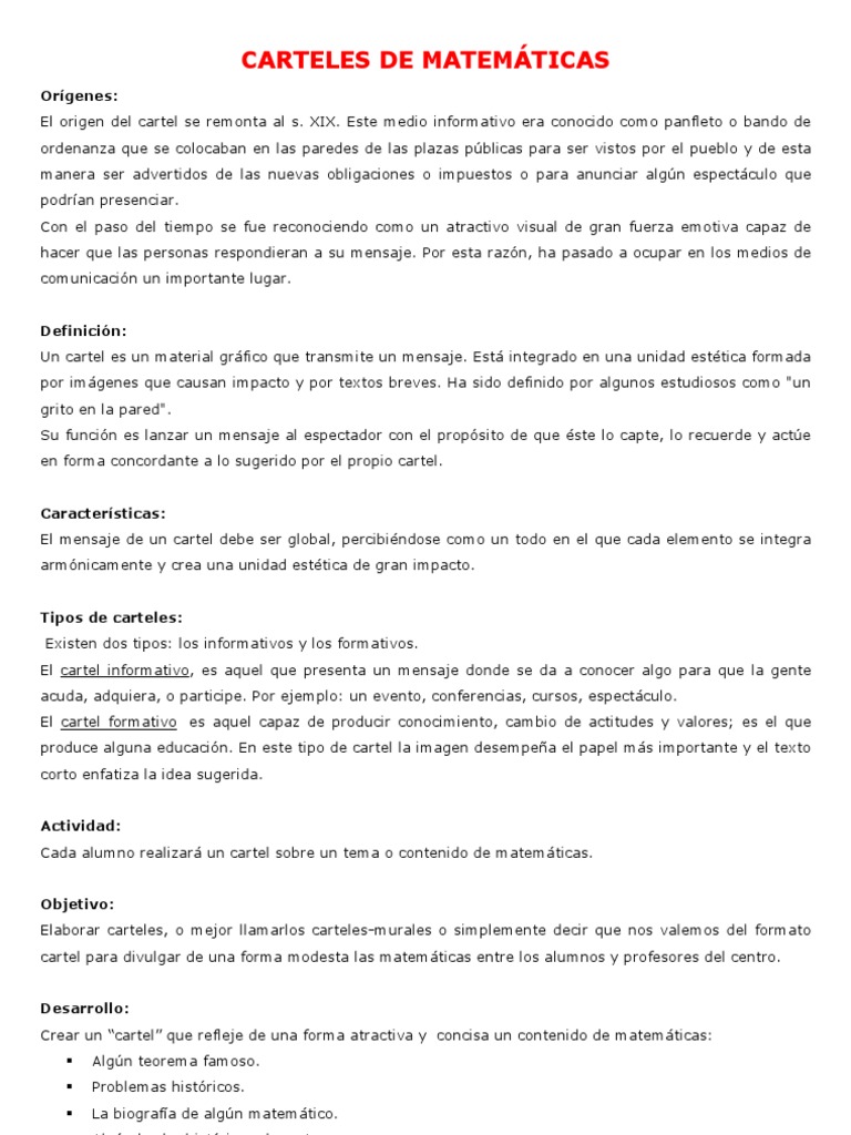 Creación de Carteles de Matemáticas | PDF | Póster | Imagen