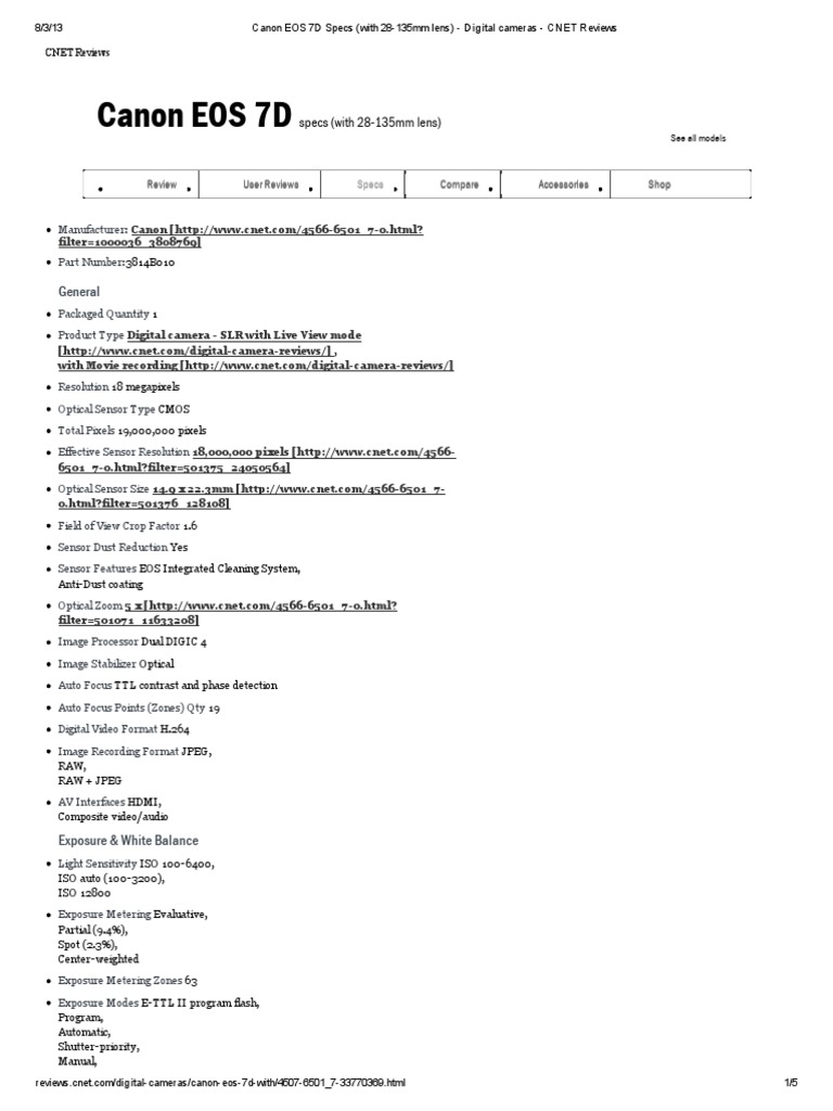 Camera Cannon Eos 7d PDF | PDF | Exposure (Photography) | Autofocus