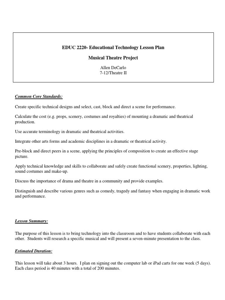 Ed Tech Lesson Plan | PDF | Theatre | Computing And Information Technology