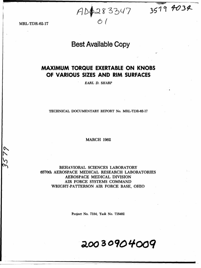 Aerospace Knob Torque Study | PDF | Standard Deviation | Analysis Of ...