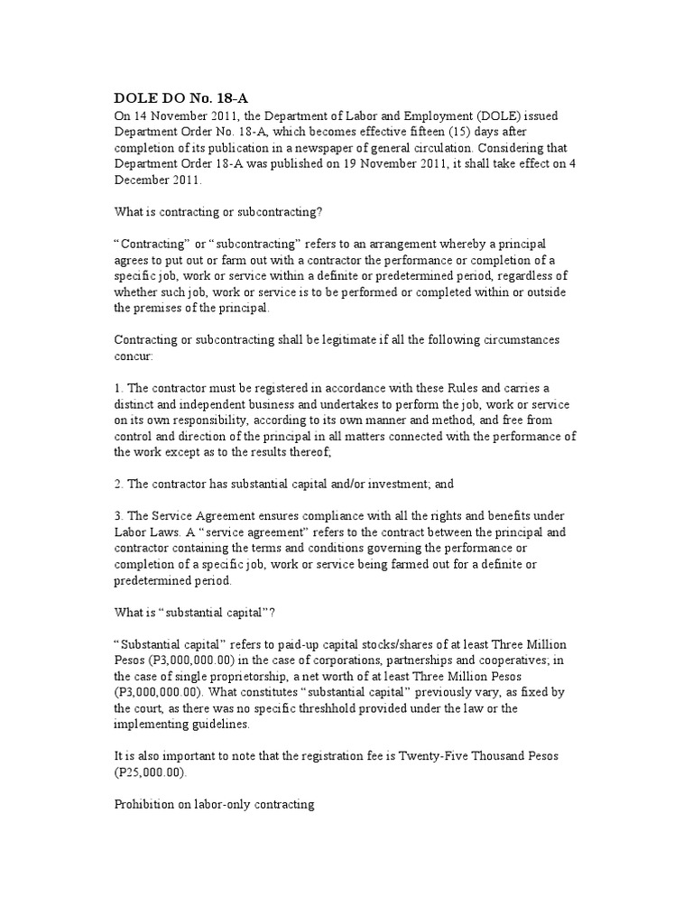 DO No.18-A | PDF | Independent Contractor | Employment