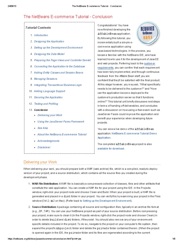 13 The NetBeans E-Commerce Tutorial - Conclusion | PDF | Java Server ...