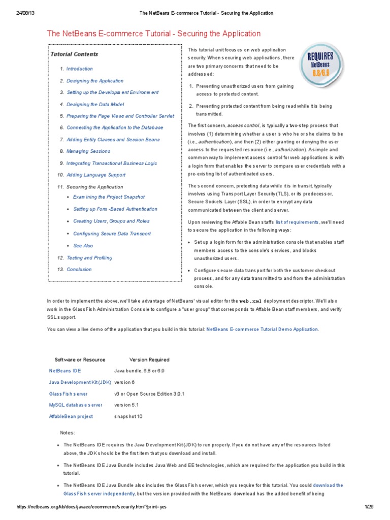11 The Netbeans E Commerce Tutorial Securing The Application Pdf