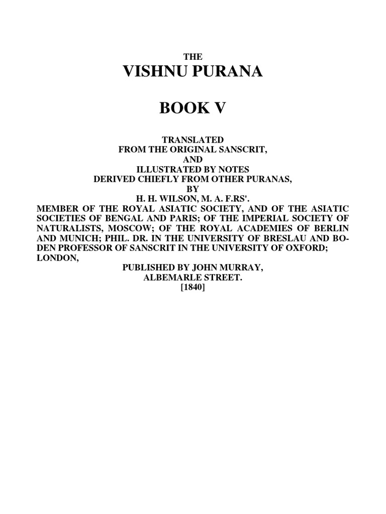 Hindu Mythology Vishnu Purana 05 Sacred Text | PDF | Krishna | Hinduism