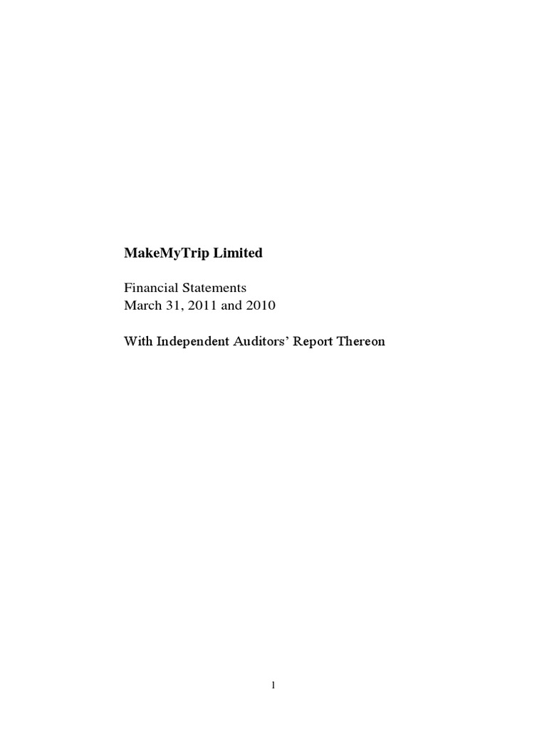 MakeMyTrip Financial Statements 2011 | PDF | Financial Audit | Fair Value