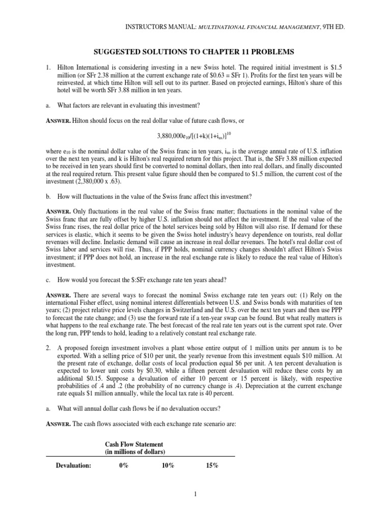 CH 11 HW Solutions | PDF | Exchange Rate | Hedge (Finance)