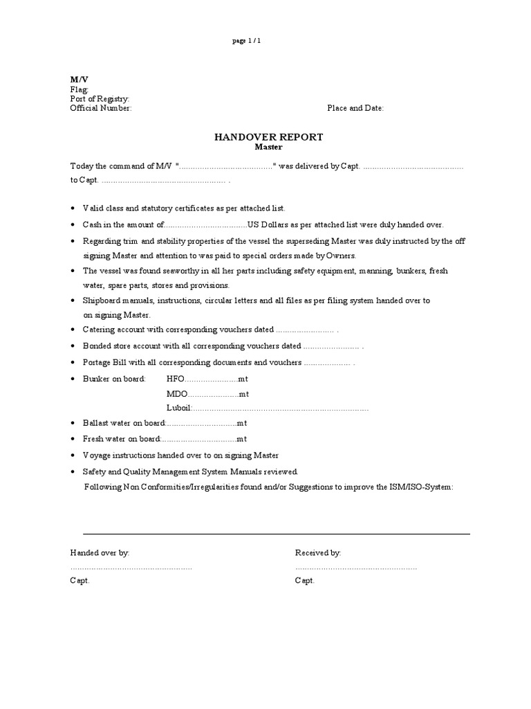Handover Report Master | PDF | Water Transport | Business