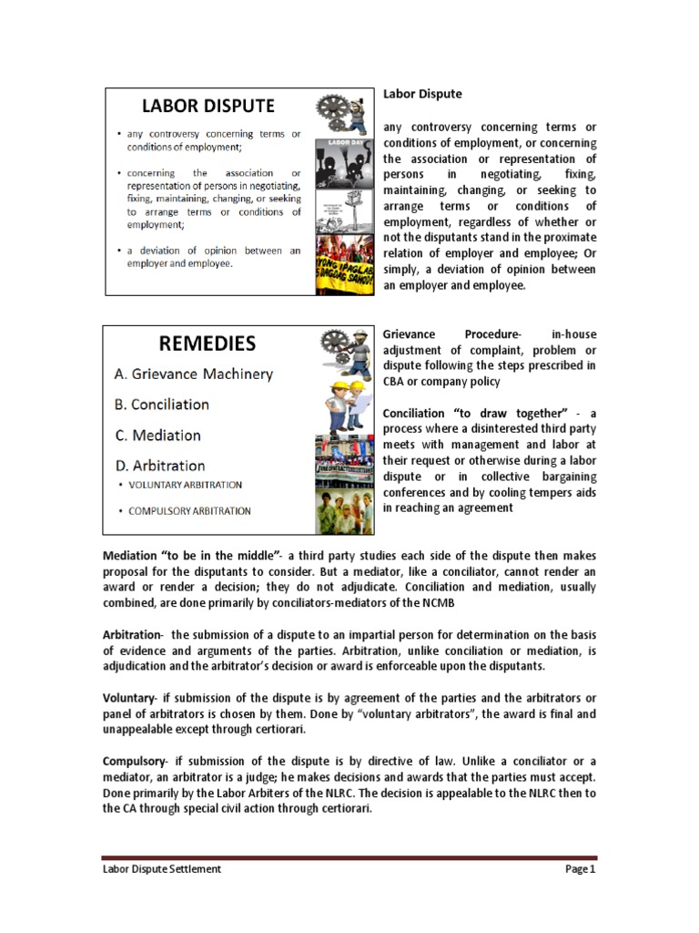 Labor Dispute Settlement | PDF | Arbitration | Mediation