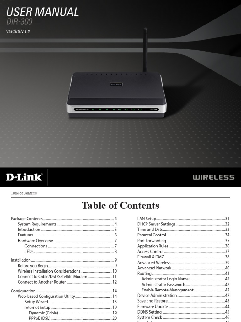DIR 300 Wireless Router Manual | PDF | Ip Address | Wireless Lan