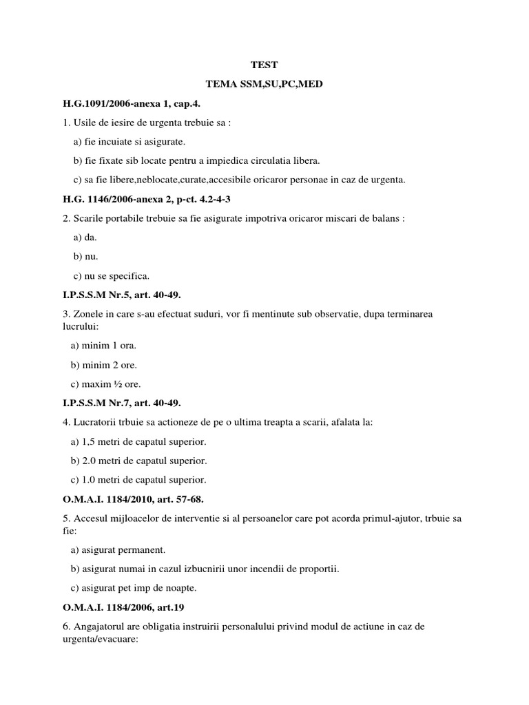 TEST Psi Si Prim Ajutor | PDF