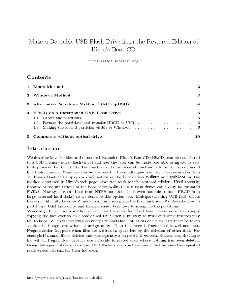 Bootable USB Guide for Hiren's CD | PDF | Usb Flash Drive | Booting