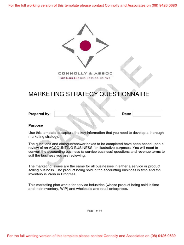 Marketing Strategy Questionnaire Template | PDF | Marketing Strategy ...