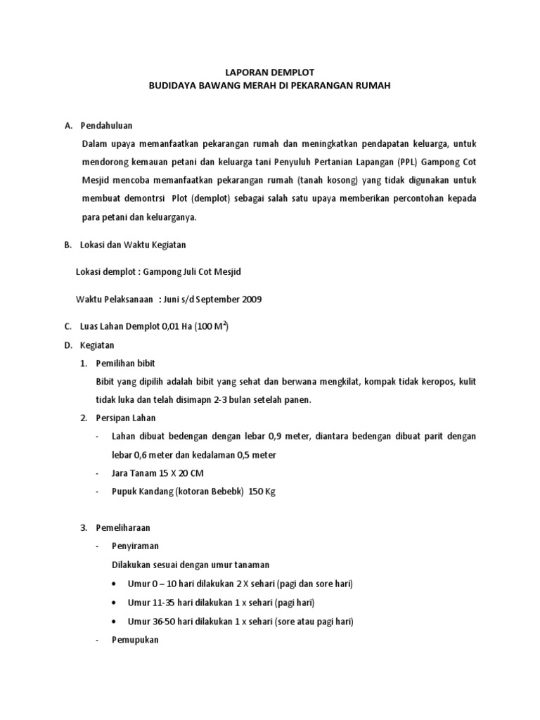 Laporan Demplot | PDF