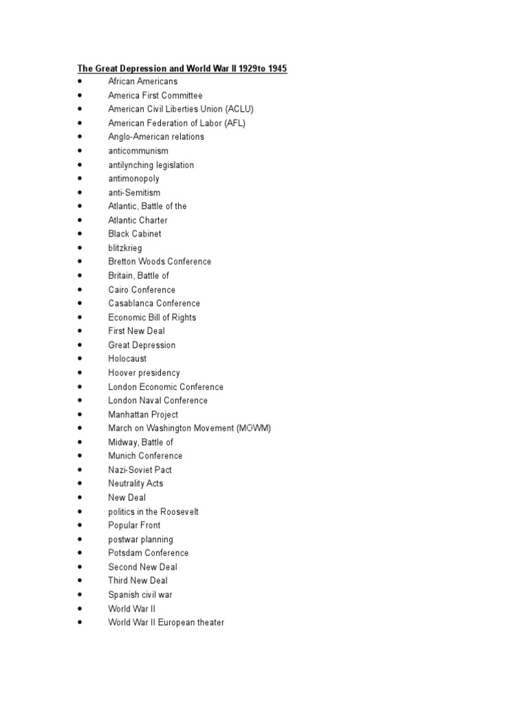 The Great Depression and World War II 1929to 1945 | PDF